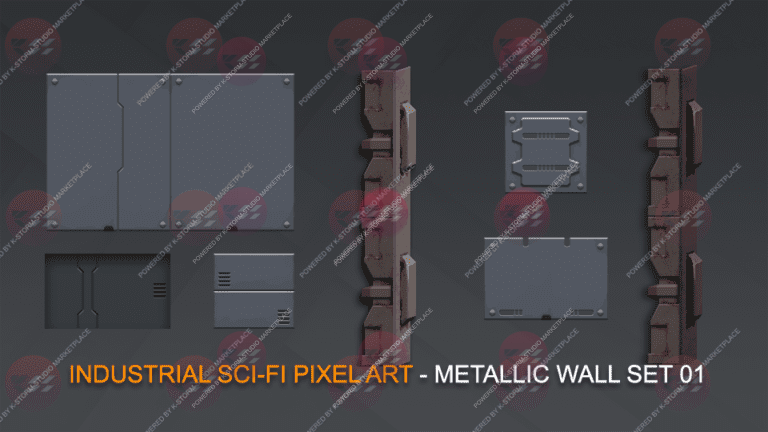 Modular Wall metallic panels sprites in Pixelart - Set 01 ...