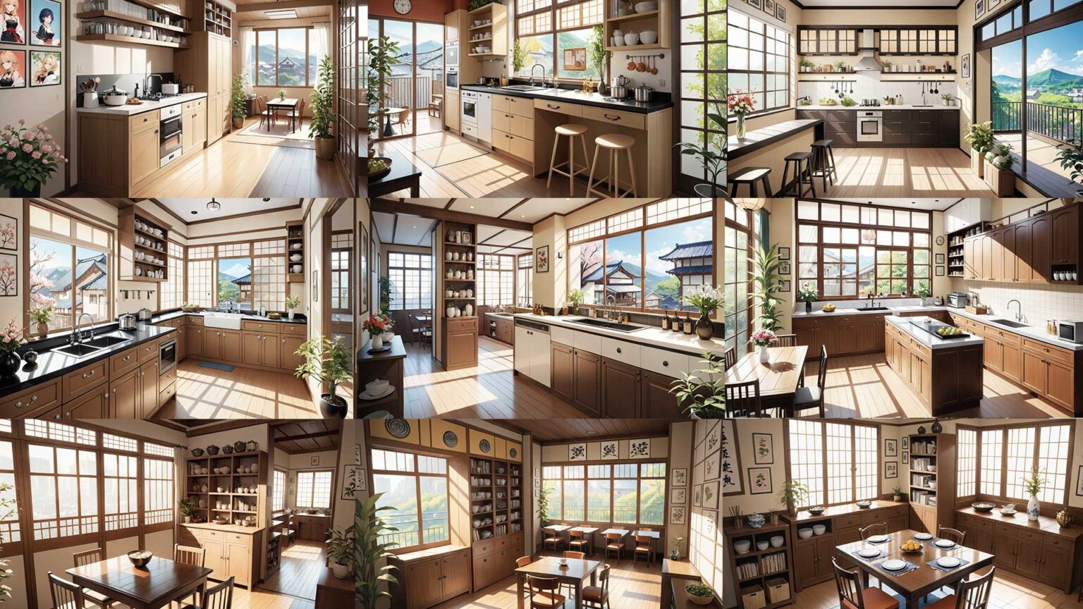 Modern Japanese Kitchens backgrounds - 23 images for VN games - kstormstudio.com