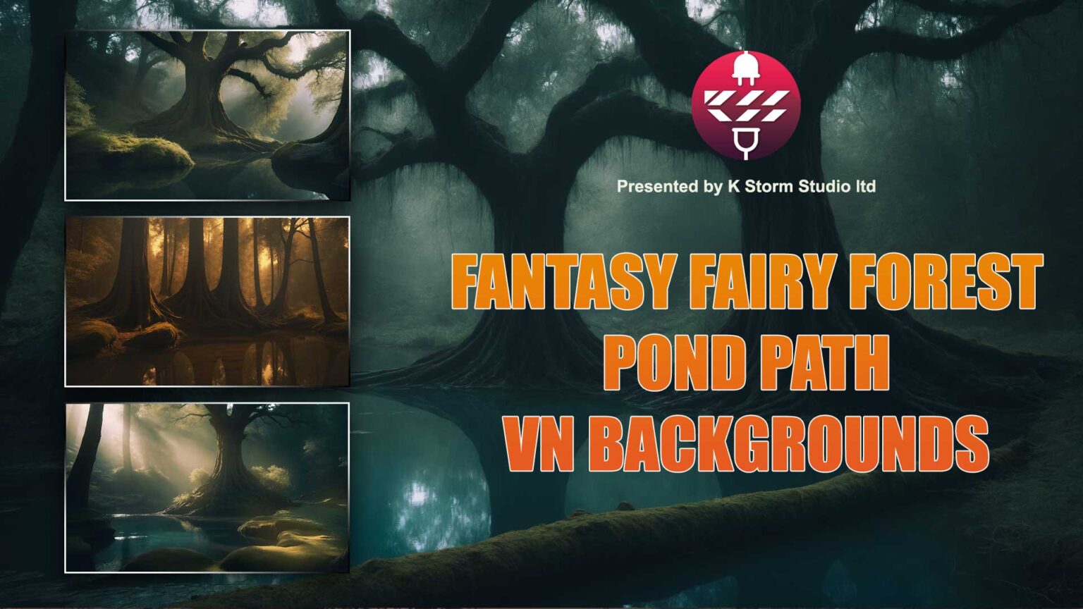 Fantasy Forest Pond Path visual novel Backgrounds - kstormstudio.com